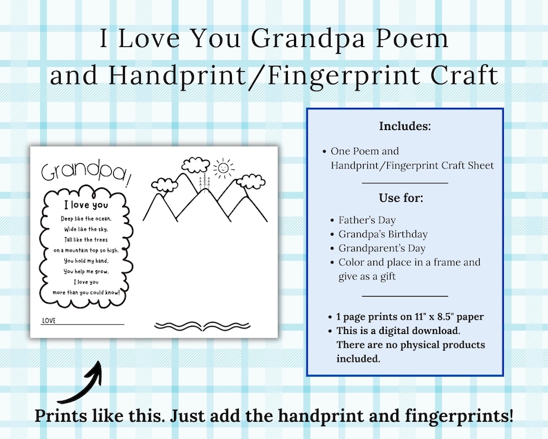 Grandpa Handprint Art, Grandparents Day Handprint & Fingerprint Art, I ...