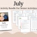 August Activity Bundle for Senior Activities, Reminiscing, Sensory ...