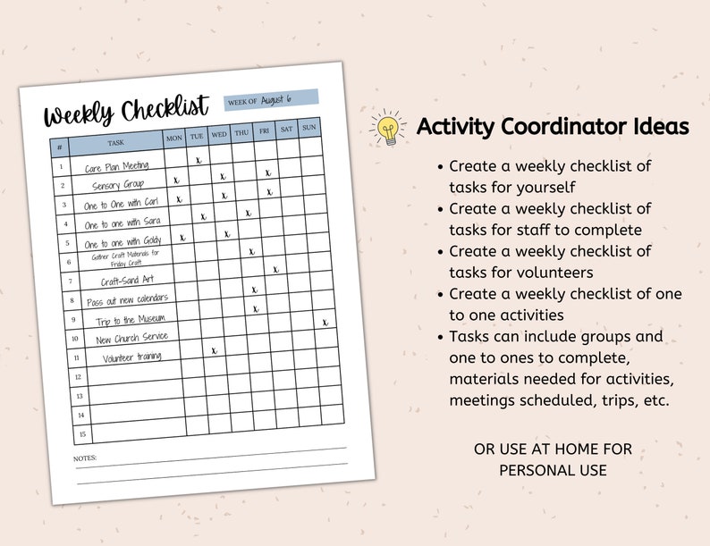 Weekly Checklist Printable, to Do Checklist Printable - Etsy