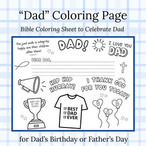 Dad Coloring Page Christian Printable for Father's Day, Dads Birthday ...