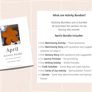 April Activity Bundle for Senior Activities, Reminiscing, Sensory ...