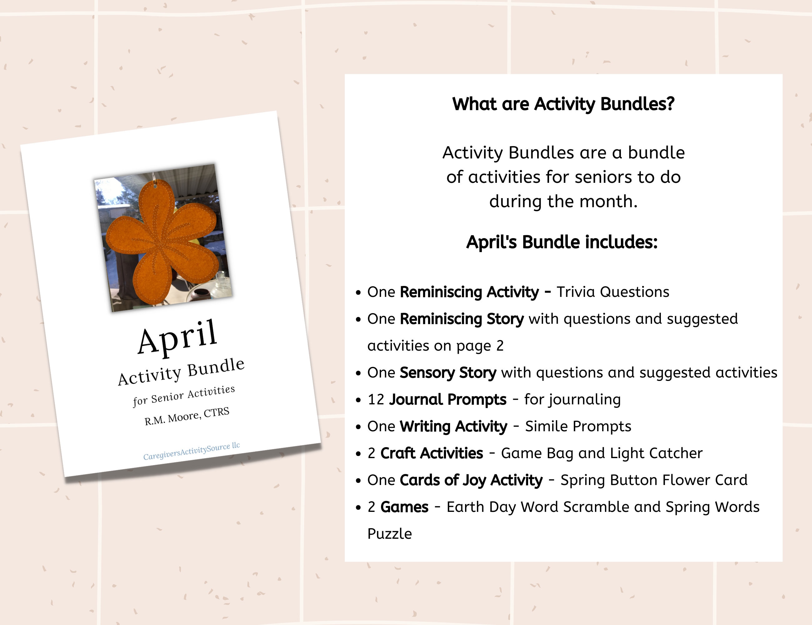 April Activity Bundle for Senior Activities, Reminiscing, Sensory ...