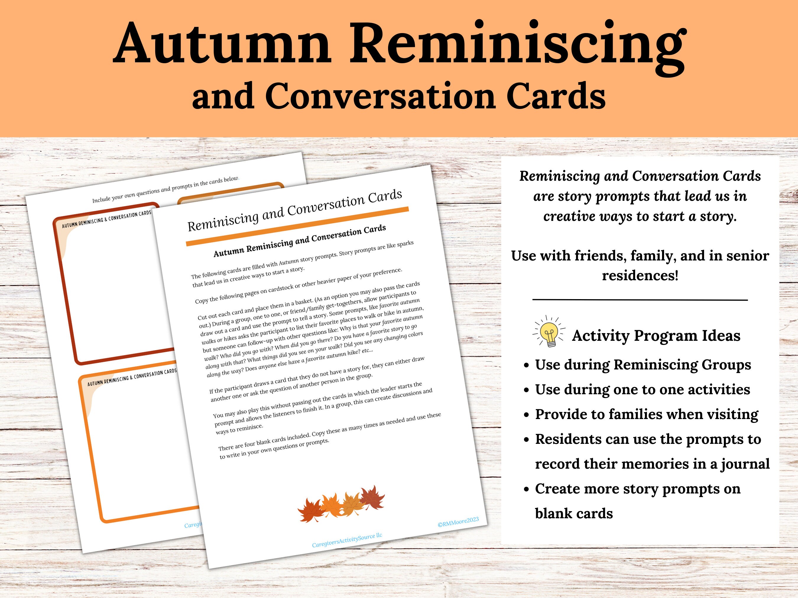 Autumn Reminiscing and Conversation Cards Printable - Etsy