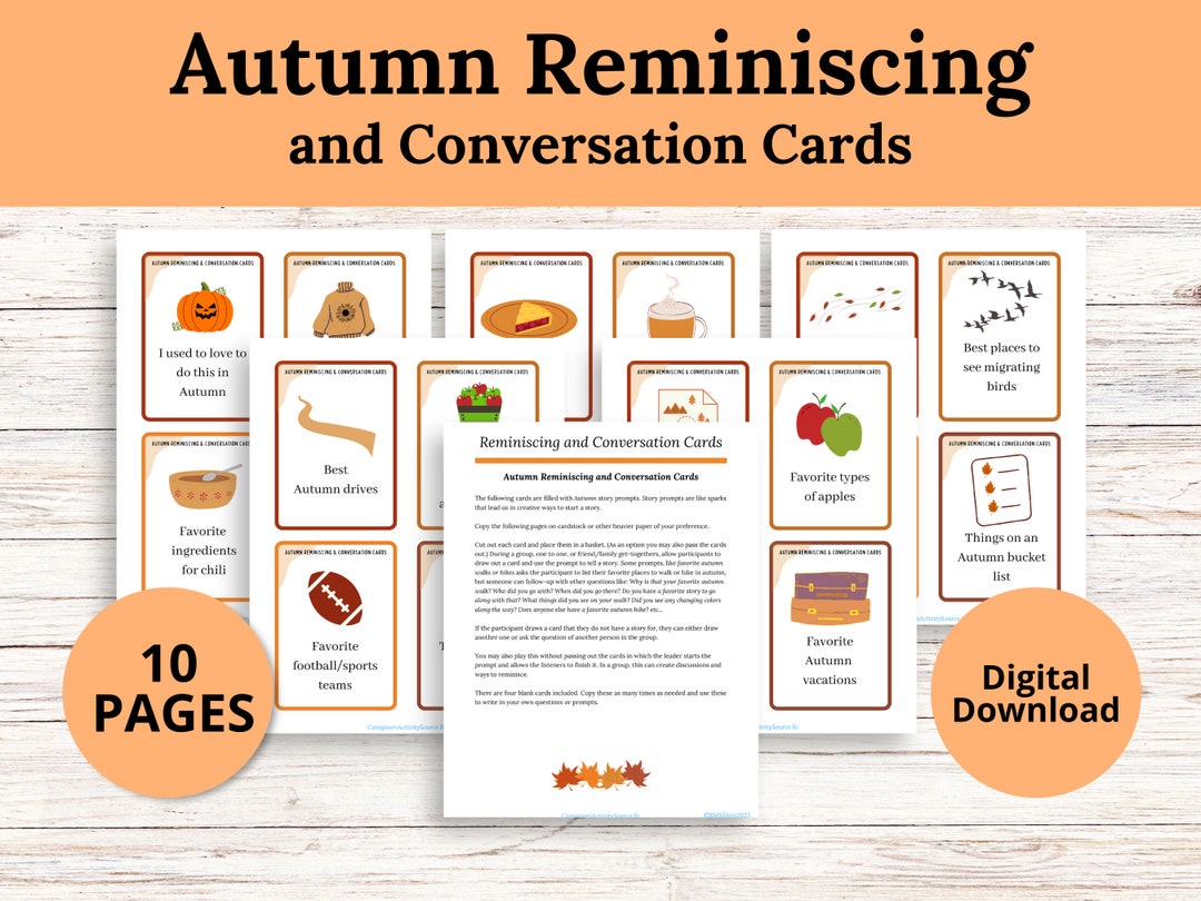 Autumn Reminiscing and Conversation Cards Printable - Etsy