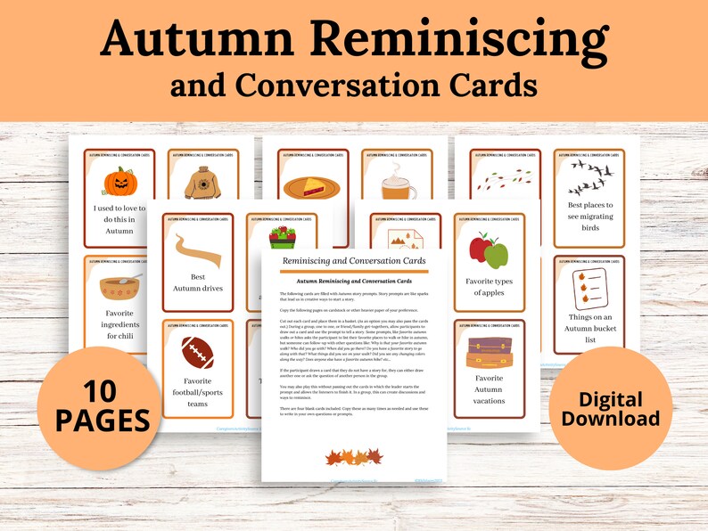Autumn Reminiscing and Conversation Cards Printable - Etsy