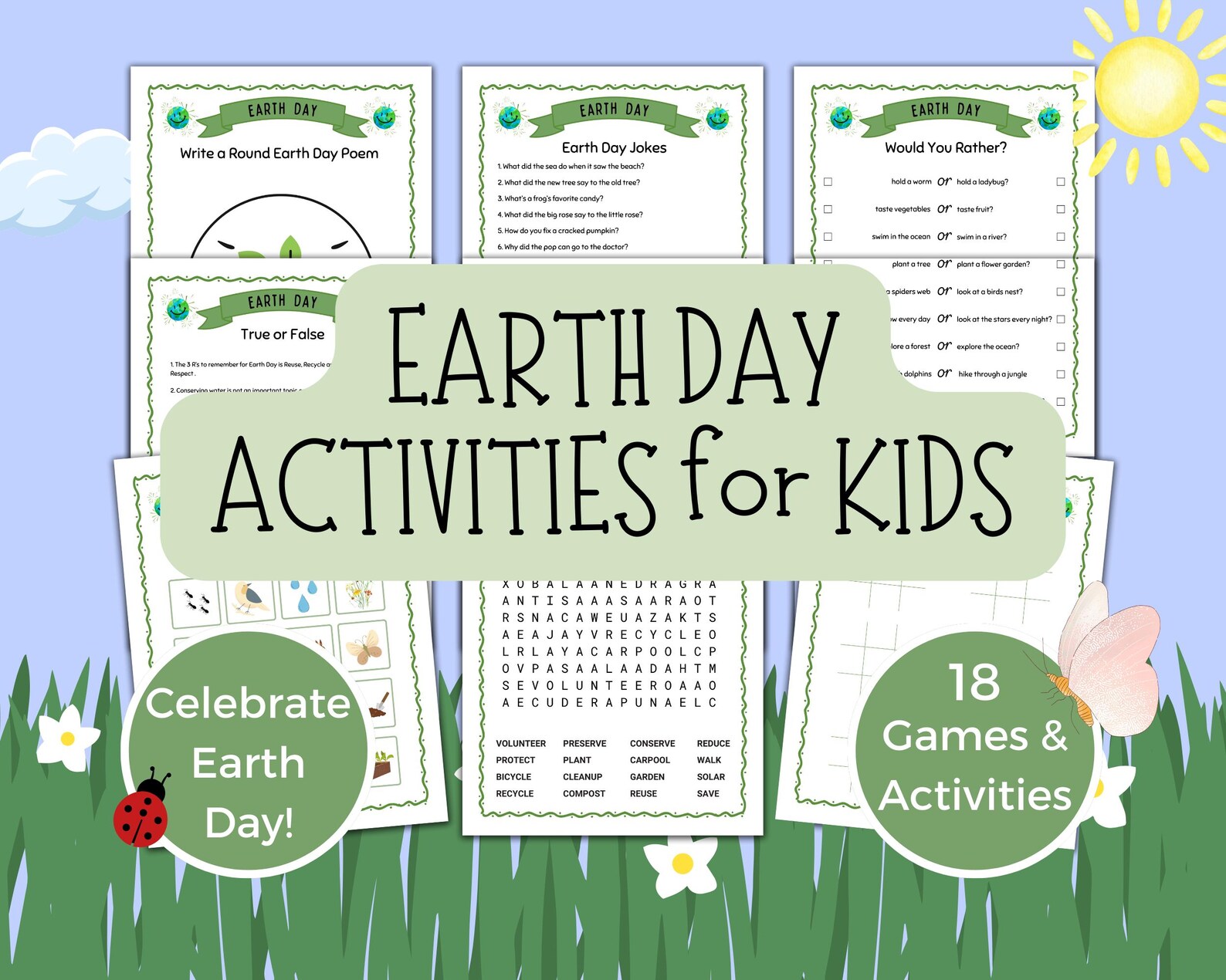 Earth Day Activities and Games for Kids Printable, Earth Day Games and ...