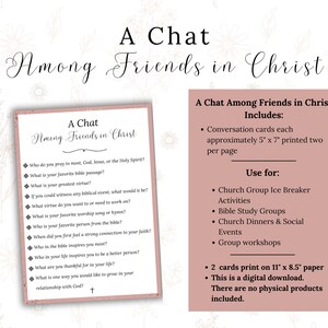 Christian Conversation Card Printable Conversation Starters, Icebreaker ...