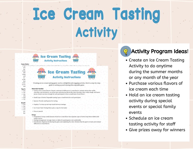Ice Cream Test Tasting Activity Sheet for Ice Cream Socials and Kids ...