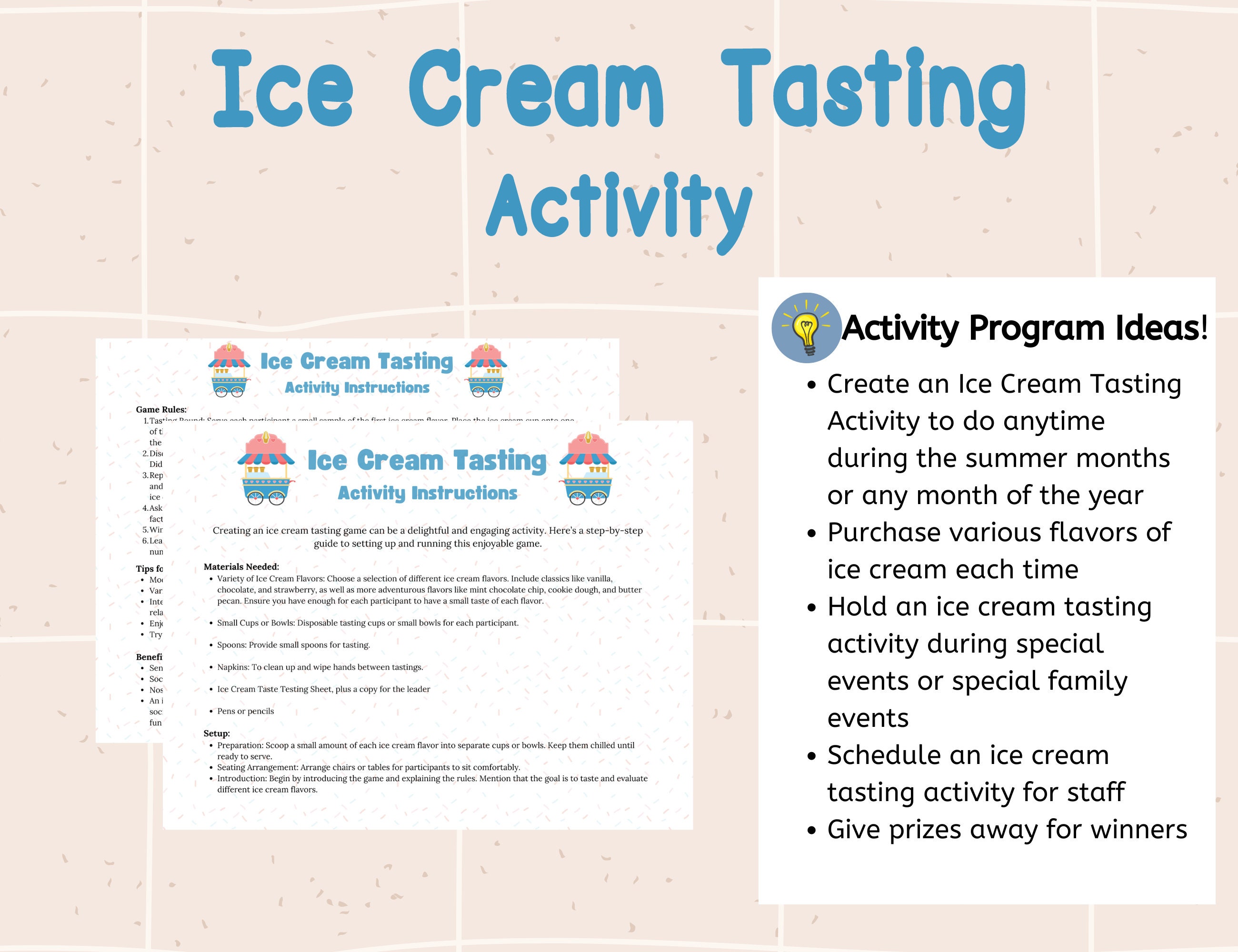 Ice Cream Test Tasting Activity Sheet for Ice Cream Socials and Kids ...