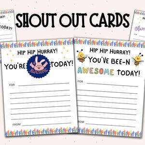 Shout Out Cards Printable for Classroom Kids Family Office Seniors and ...