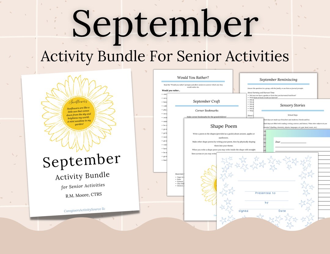 September Activity Bundle for Senior Activities, Reminiscing, Sensory ...