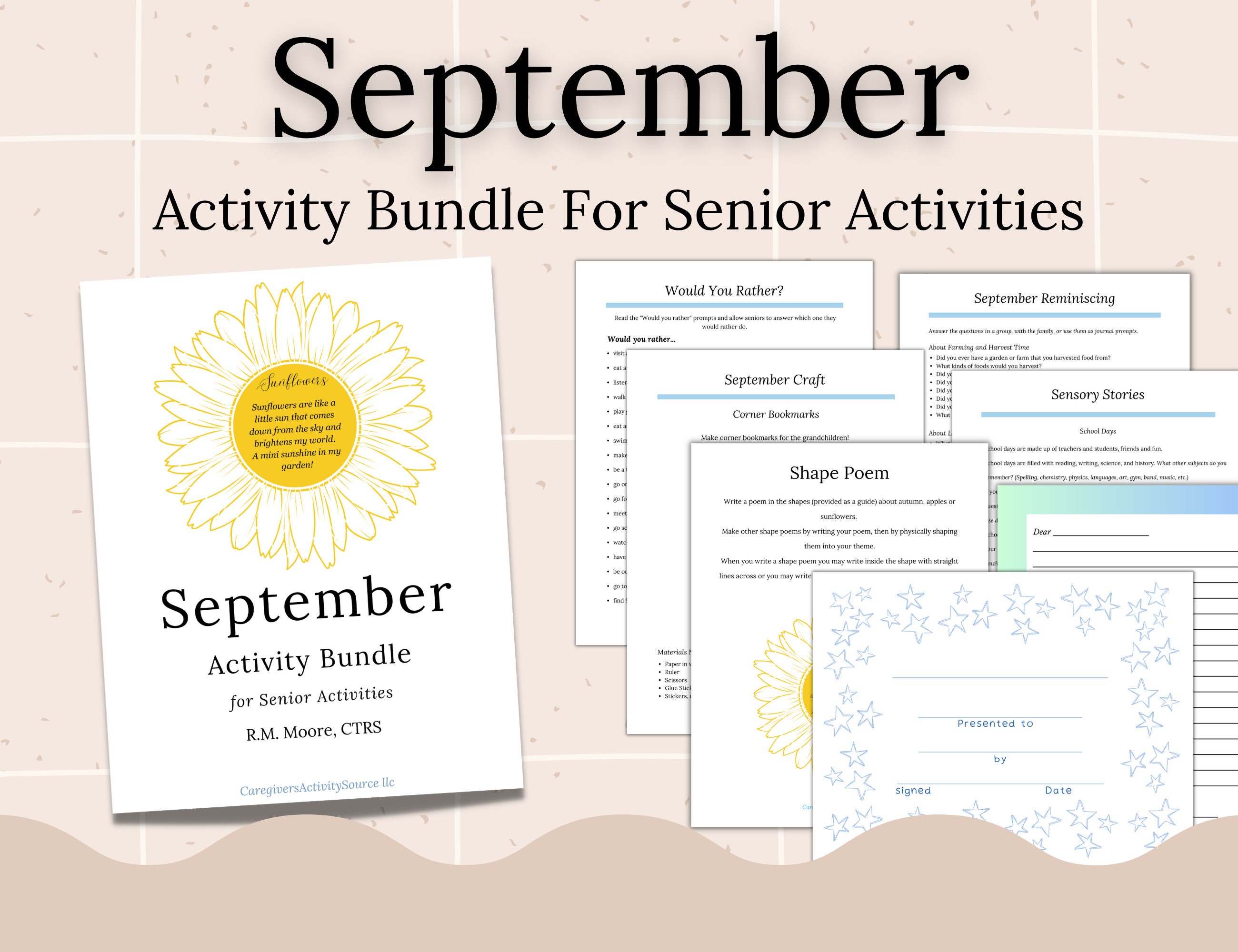 September Activity Bundle for Senior Activities, Reminiscing, Sensory ...