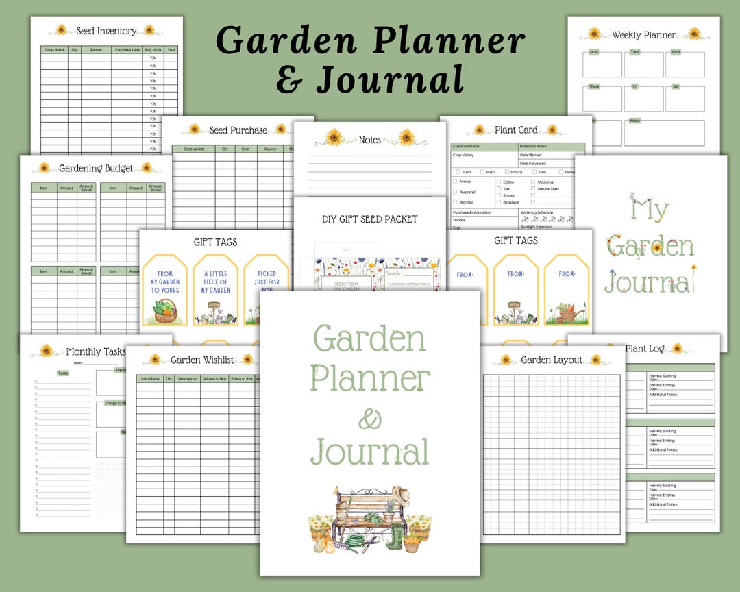 Garden Planner and Journal Printable, Garden Records & Organizer ...