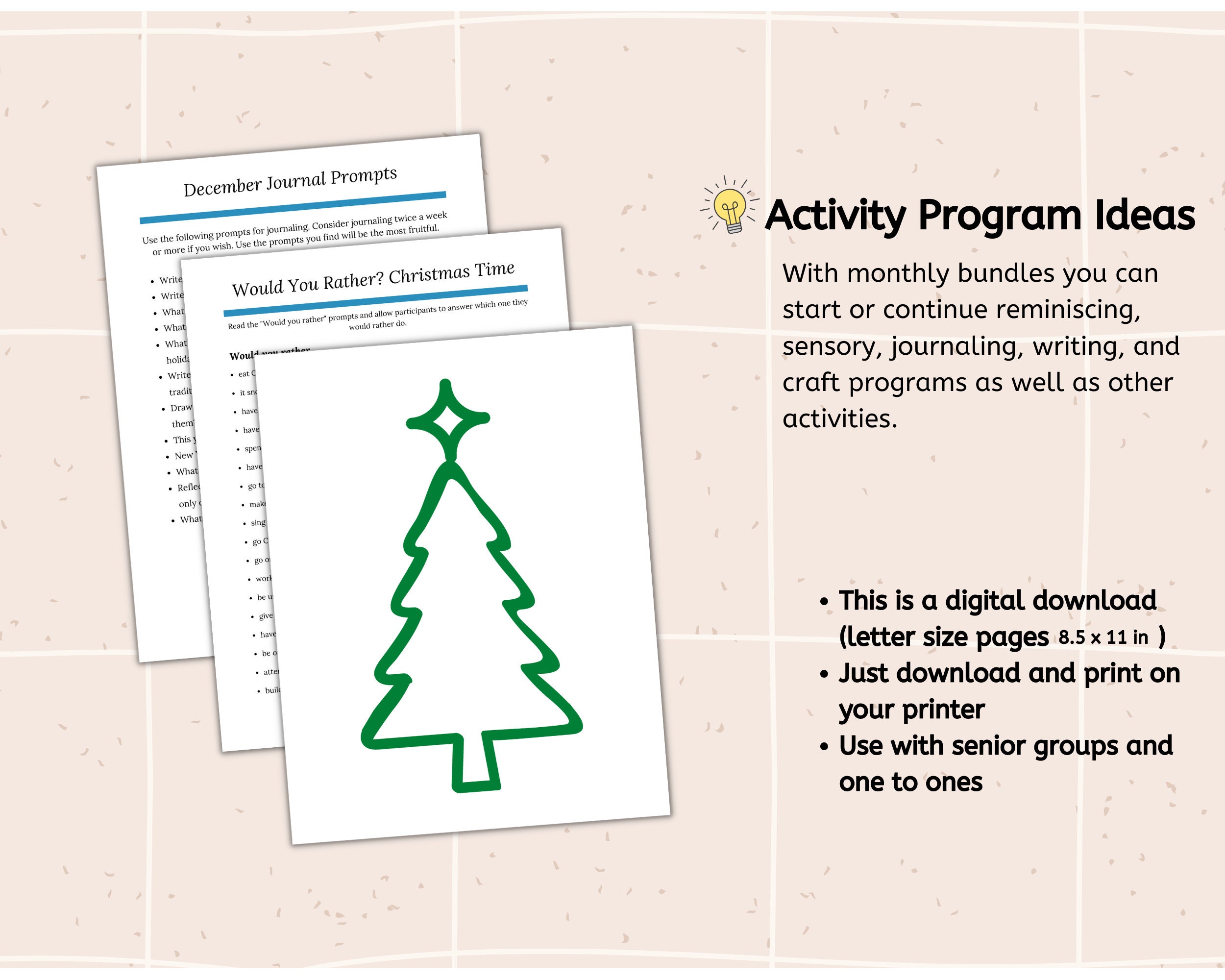 December Activity Bundle for Senior Activities, Reminiscing, Sensory ...