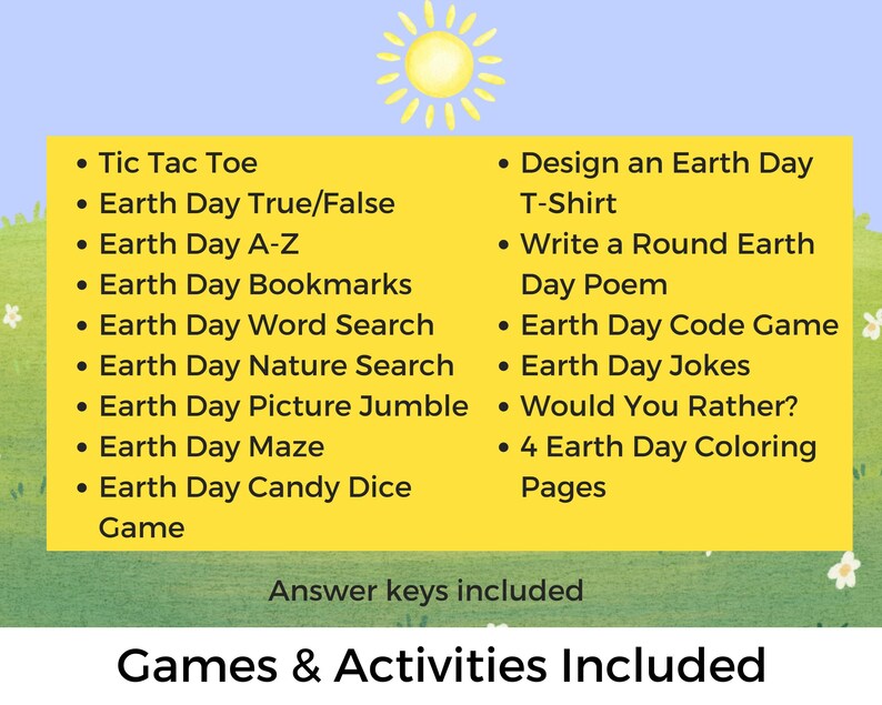 Earth Day Activities and Games for Kids Printable, Earth Day Games and ...