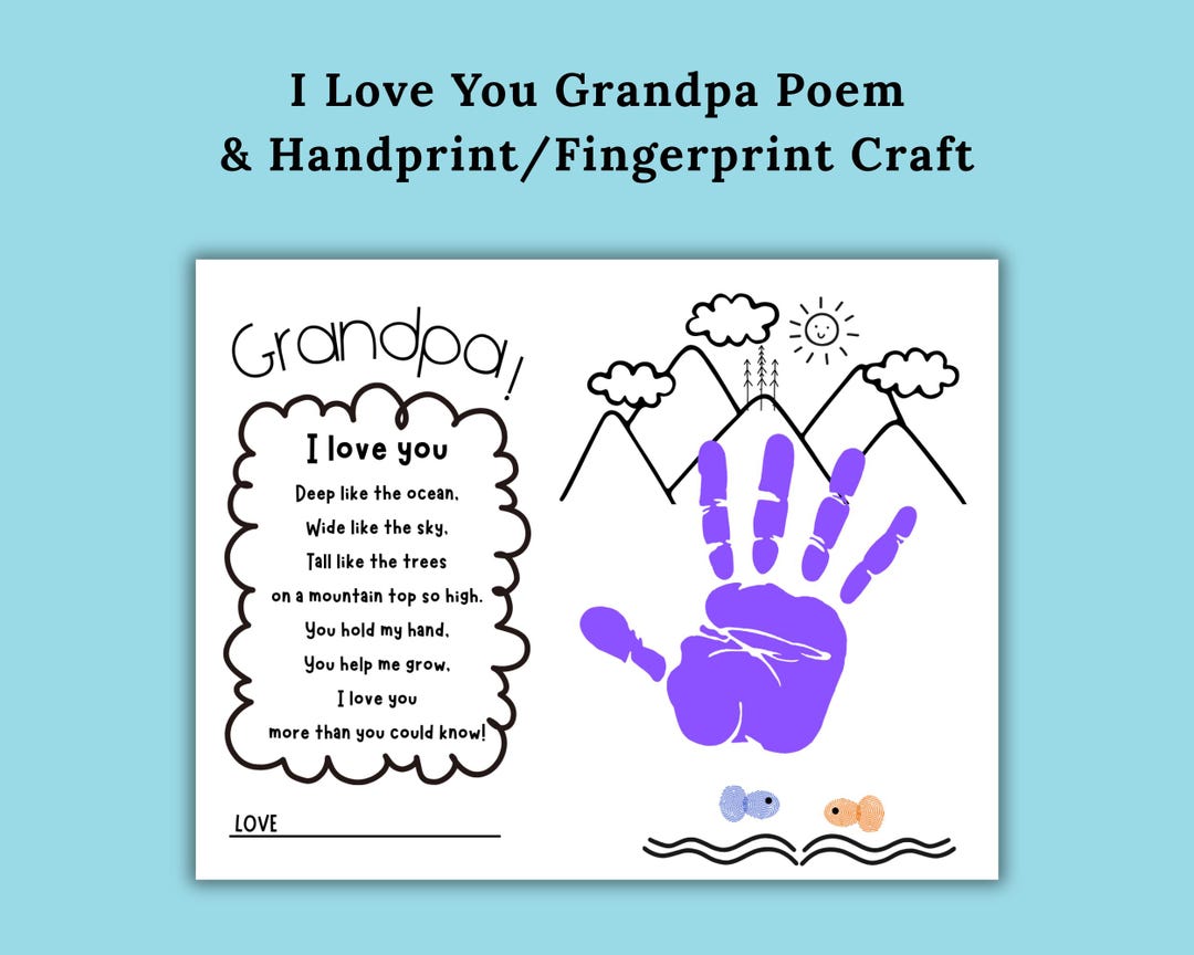 Grandpa Handprint Art, Grandparents Day Handprint & Fingerprint Art, I ...