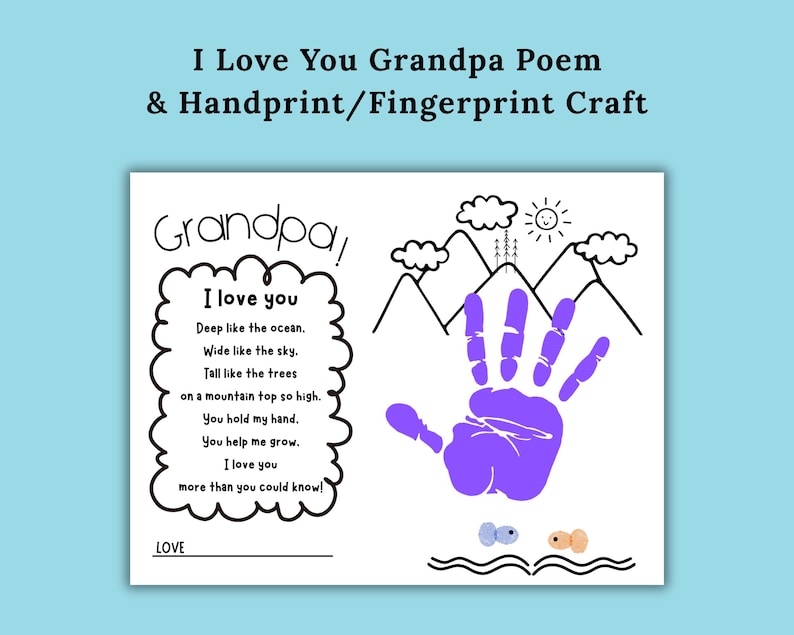 Grandpa Handprint Art, Grandparents Day Handprint & Fingerprint Art, I ...