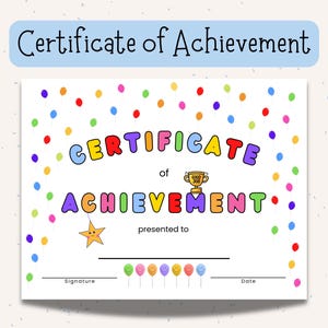 Certificate of Achievement Award for Classrooms Teachers Office Family ...