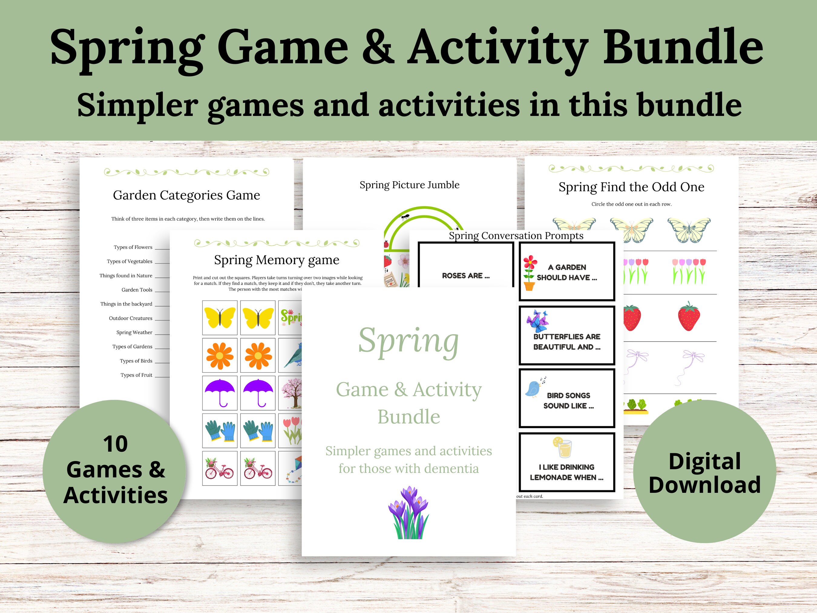 Spring Game and Activity Bundles for Seniors, Higher Level Games and ...