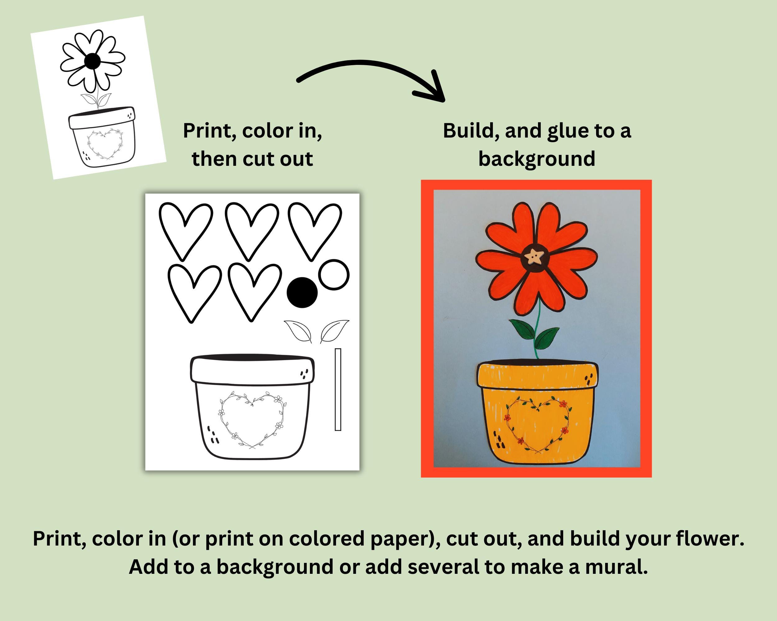 Paper Flowers Printable Craft for Kids and Seniors Dementia Summer ...