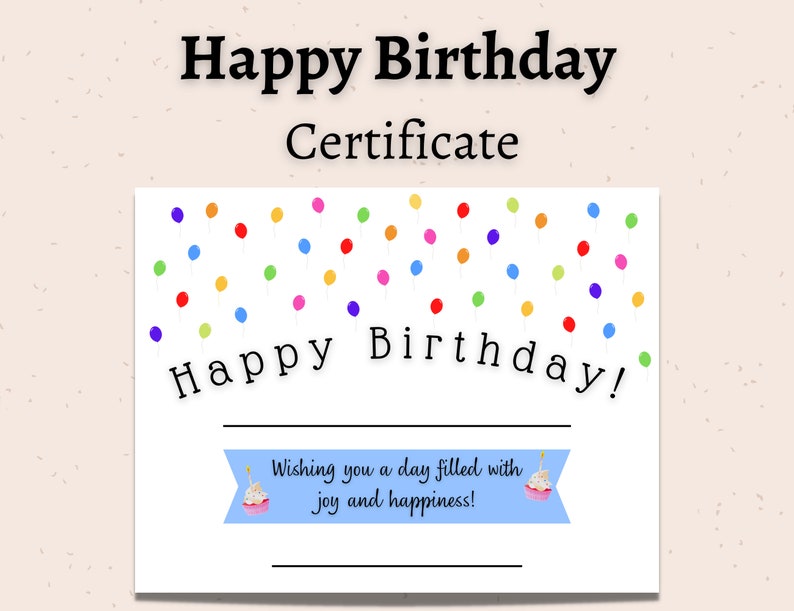 Happy Birthday Certificate for Birthday Celebrations, Birthday Card ...