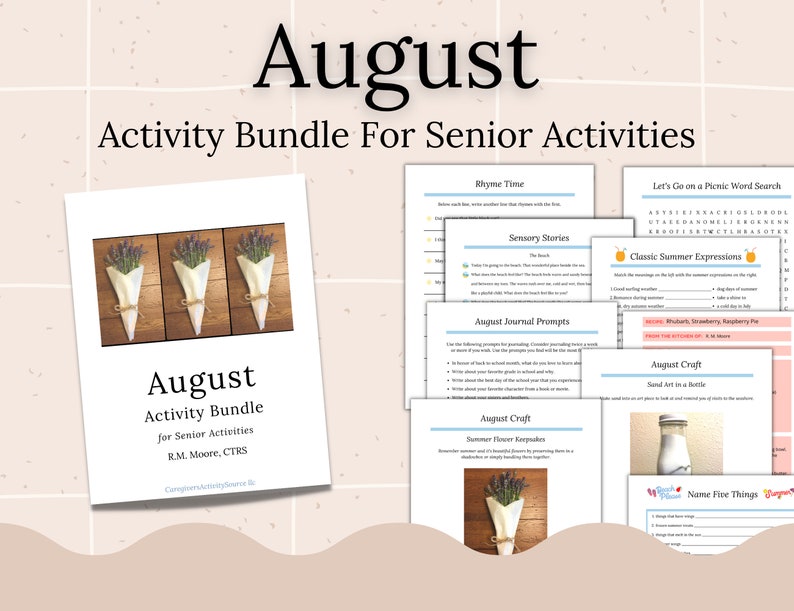 August Activity Bundle for Senior Activities, Reminiscing, Sensory ...