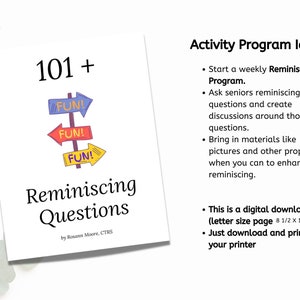 101 Fun Reminiscing Questions for Seniors Senior Groups - Etsy