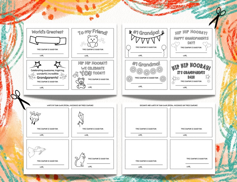 Grandparent's Day Craft, Coloring Coupons, Gift for Seniors, Gift From ...