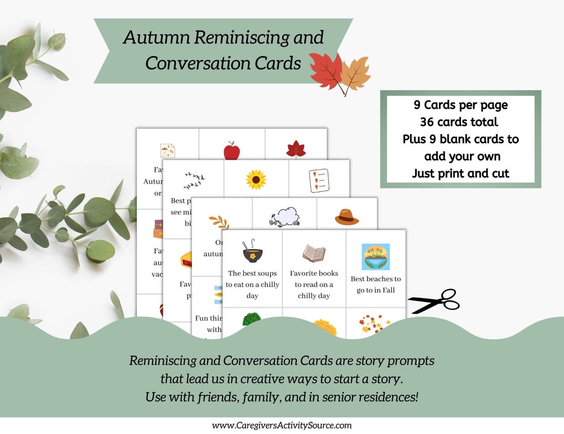 Autumn Reminiscing and Conversation Cards Printable - Etsy