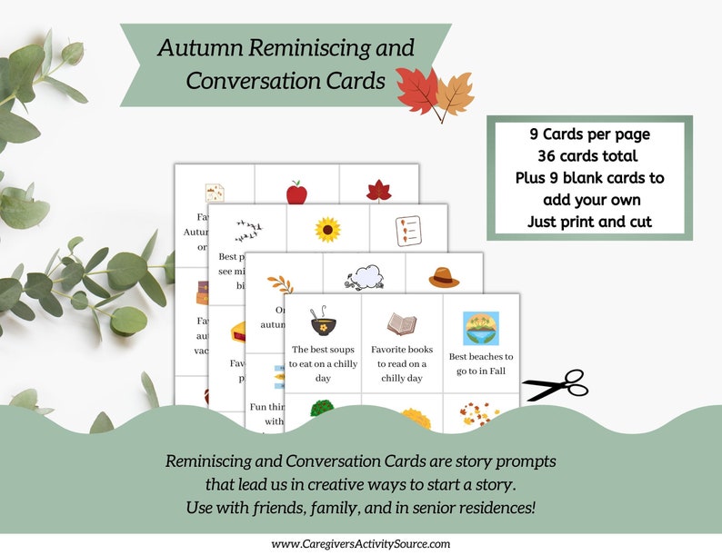 Autumn Reminiscing and Conversation Cards Printable - Etsy