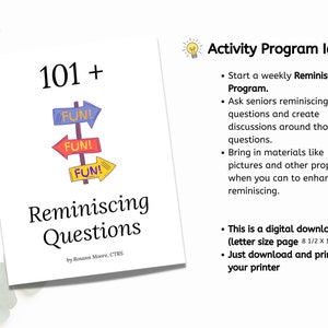 101 Fun Reminiscing Questions for Seniors Senior Groups - Etsy