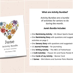 June Activity Bundle for Senior Activities, Reminiscing, Sensory ...
