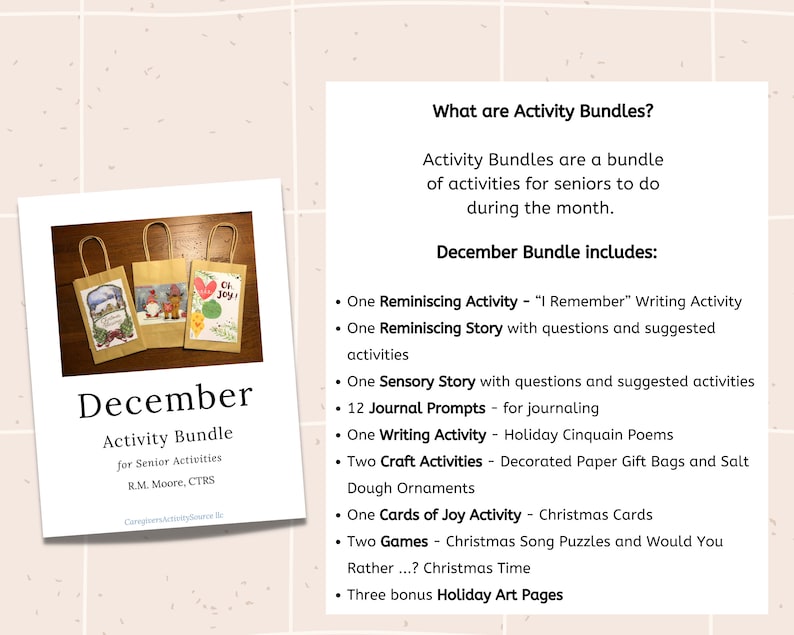 December Activity Bundle for Senior Activities, Reminiscing, Sensory ...
