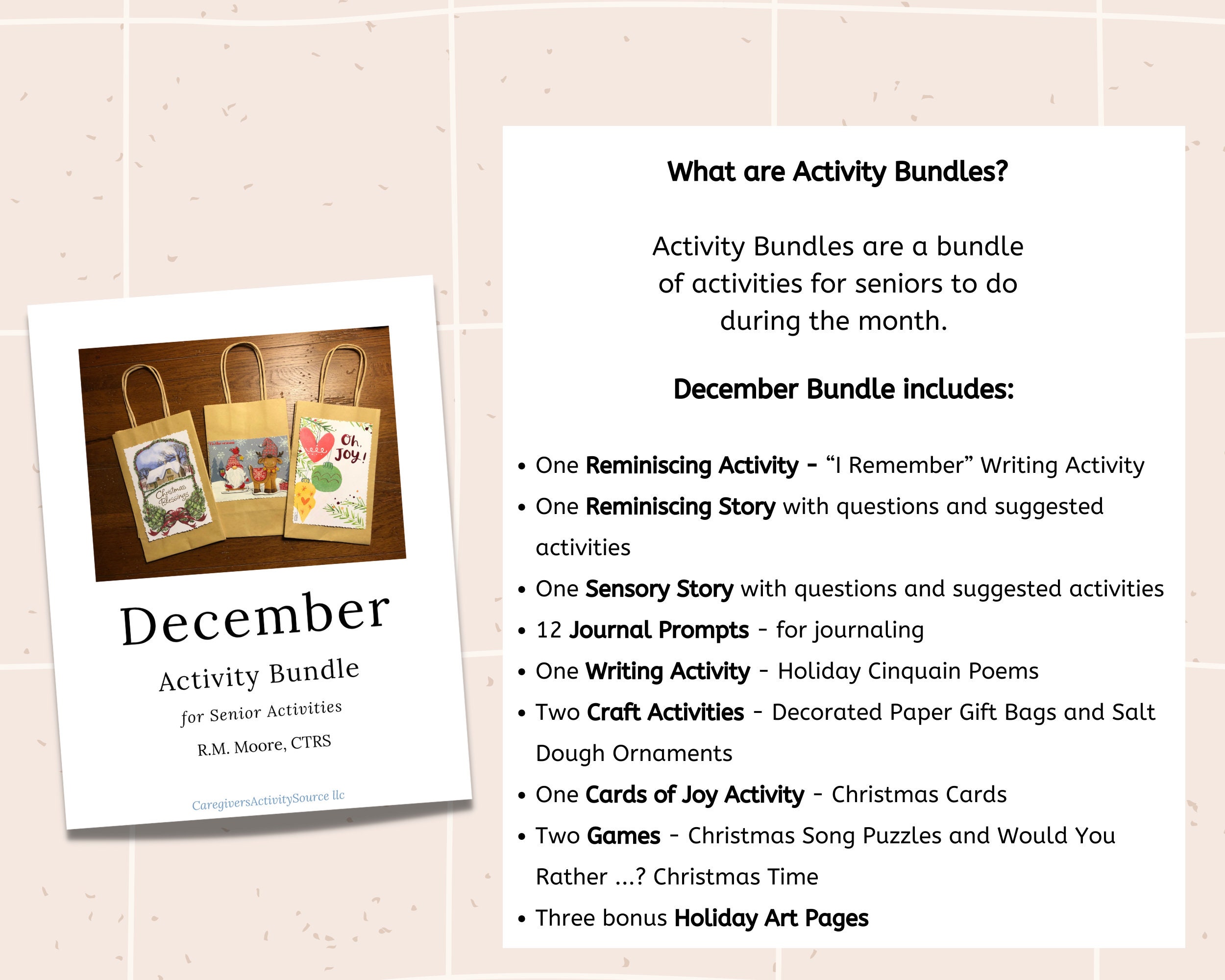 December Activity Bundle for Senior Activities, Reminiscing, Sensory ...