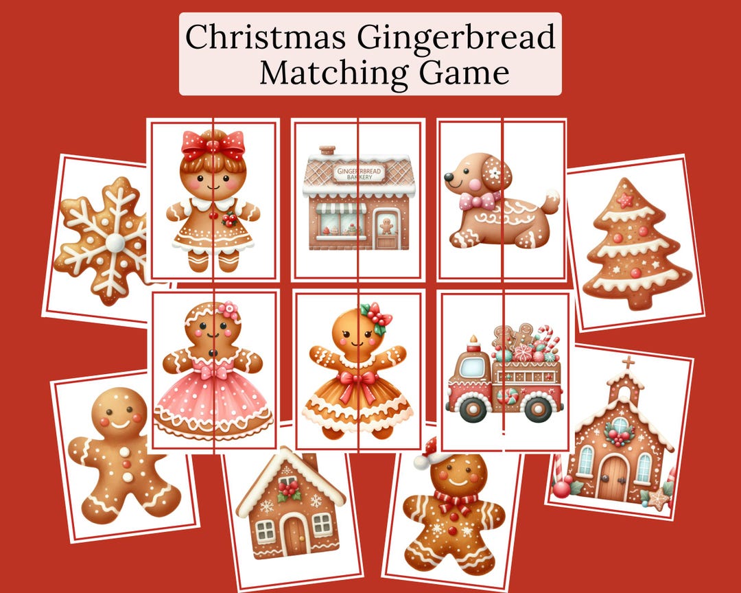Christmas Gingerbread Matching Game Printable for Kids and Seniors ...