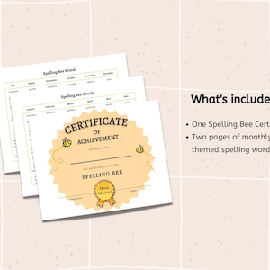 Spelling Bee Certificate With Monthly Spelling Words, Senior Spelling ...