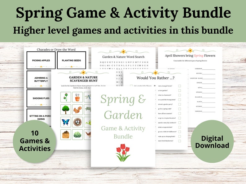 Spring Game and Activity Bundles for Seniors, Higher Level Games and ...