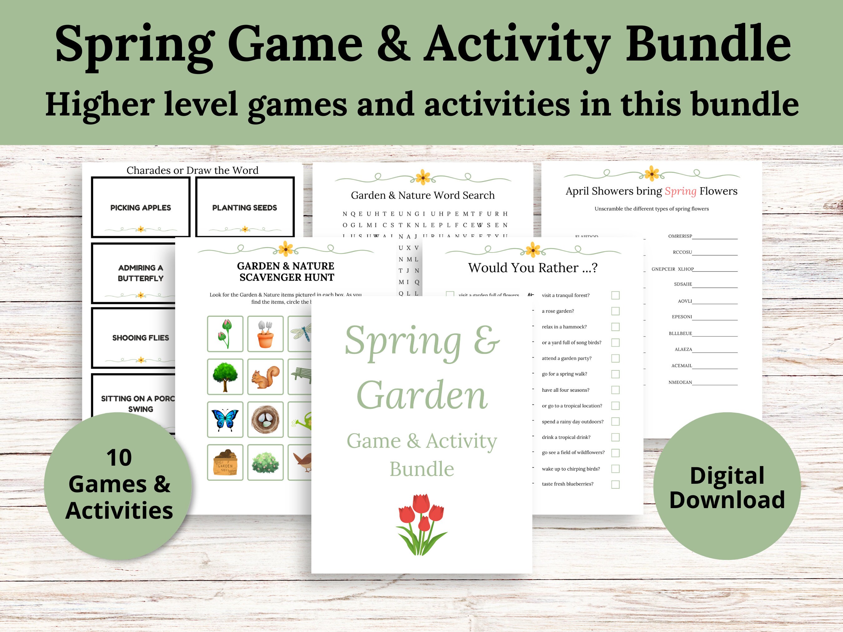 Spring Game and Activity Bundles for Seniors, Higher Level Games and ...