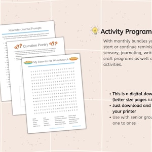 November Activity Bundle for Senior Activities, Reminiscing, Sensory ...