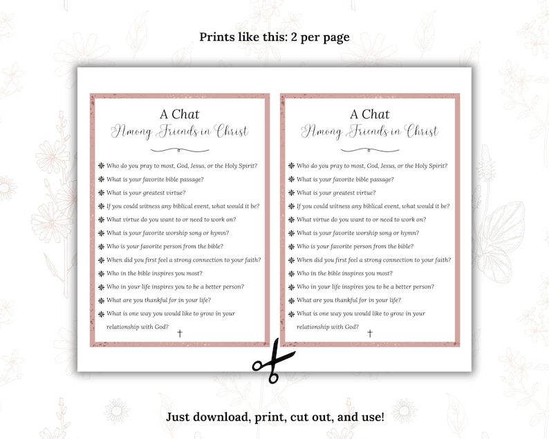 Christian Conversation Card Printable Conversation Starters, Icebreaker ...