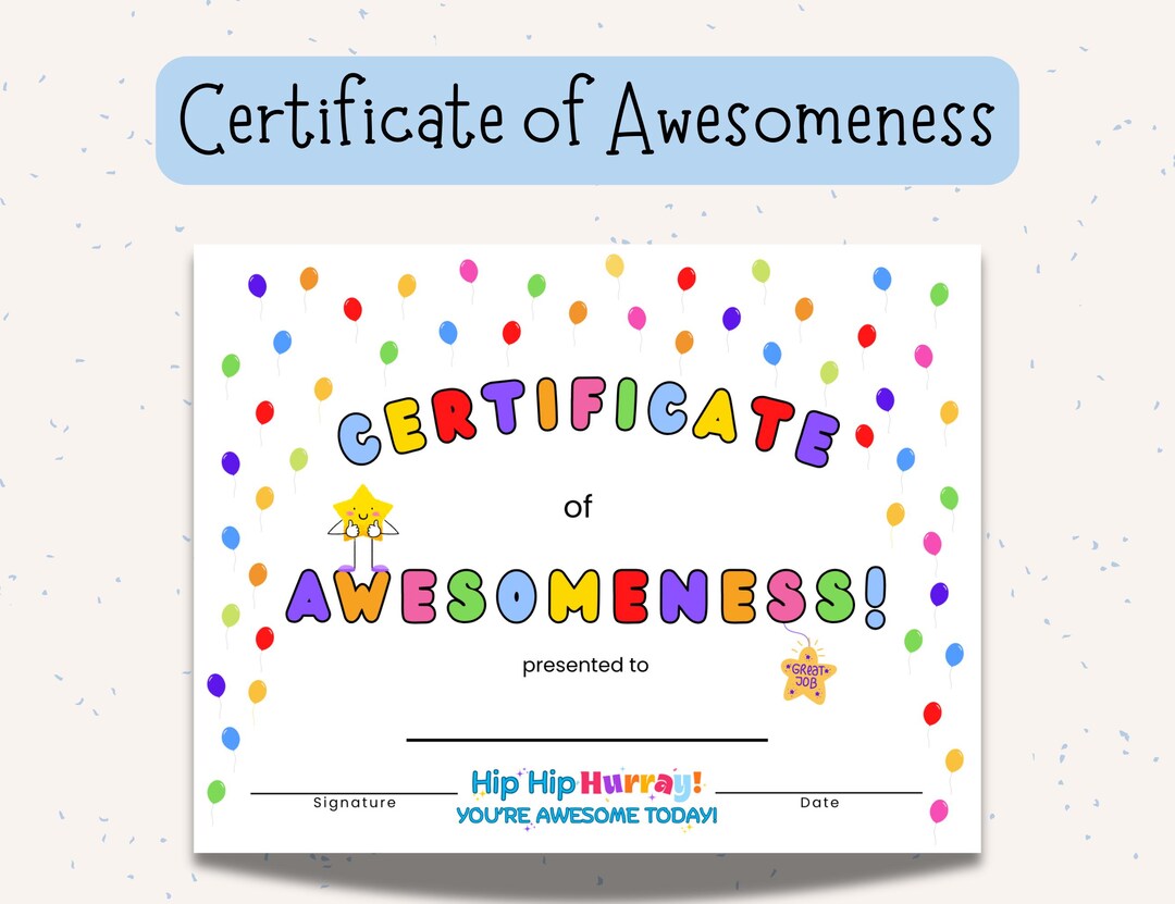Fun Award Certificate for Classrooms Kids Office Family Seniors and ...