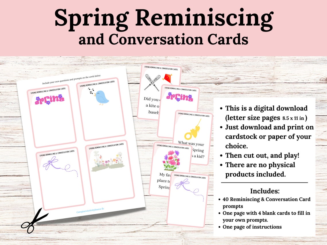Spring Reminiscing and Conversation Cards Printable Reminiscing ...