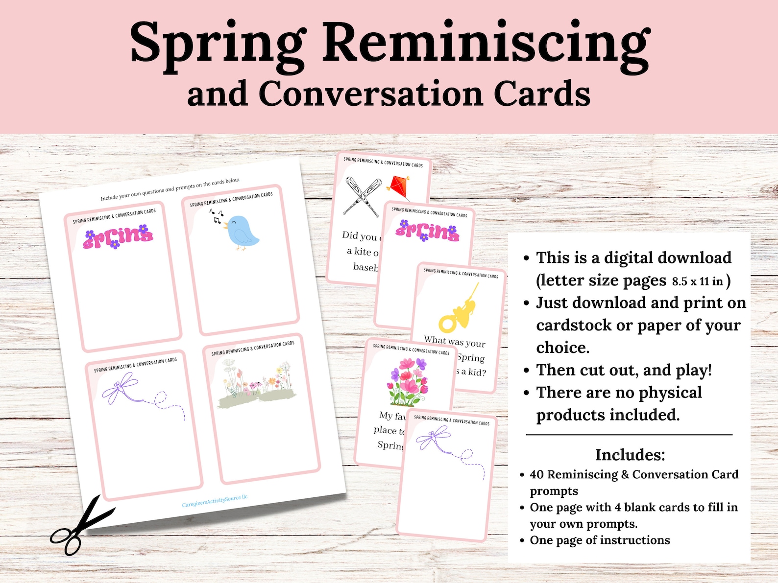 Spring Reminiscing and Conversation Cards Printable Reminiscing ...