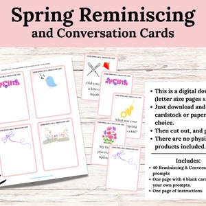 Spring Reminiscing and Conversation Cards Printable Reminiscing ...