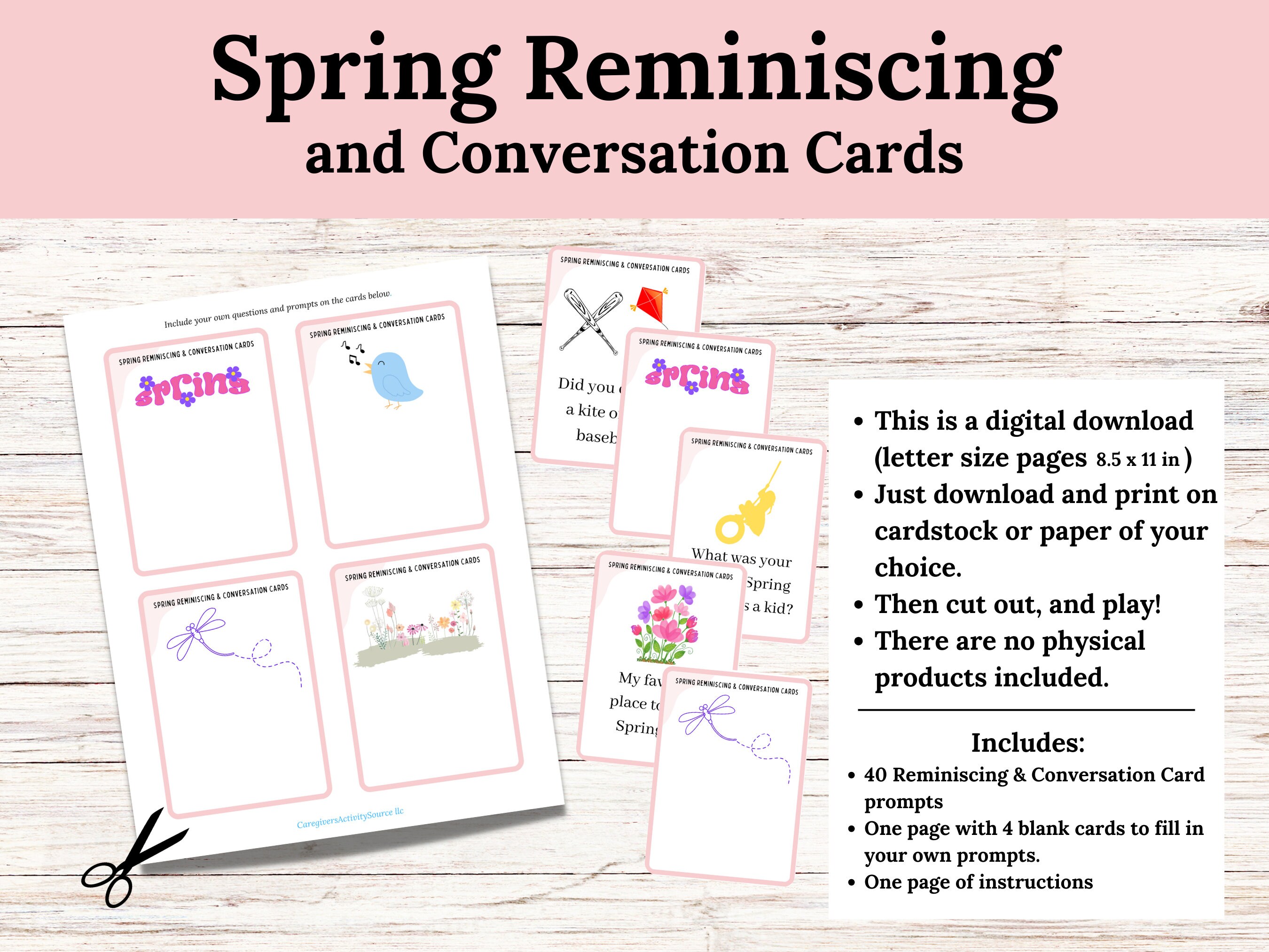 Spring Reminiscing and Conversation Cards Printable Reminiscing ...