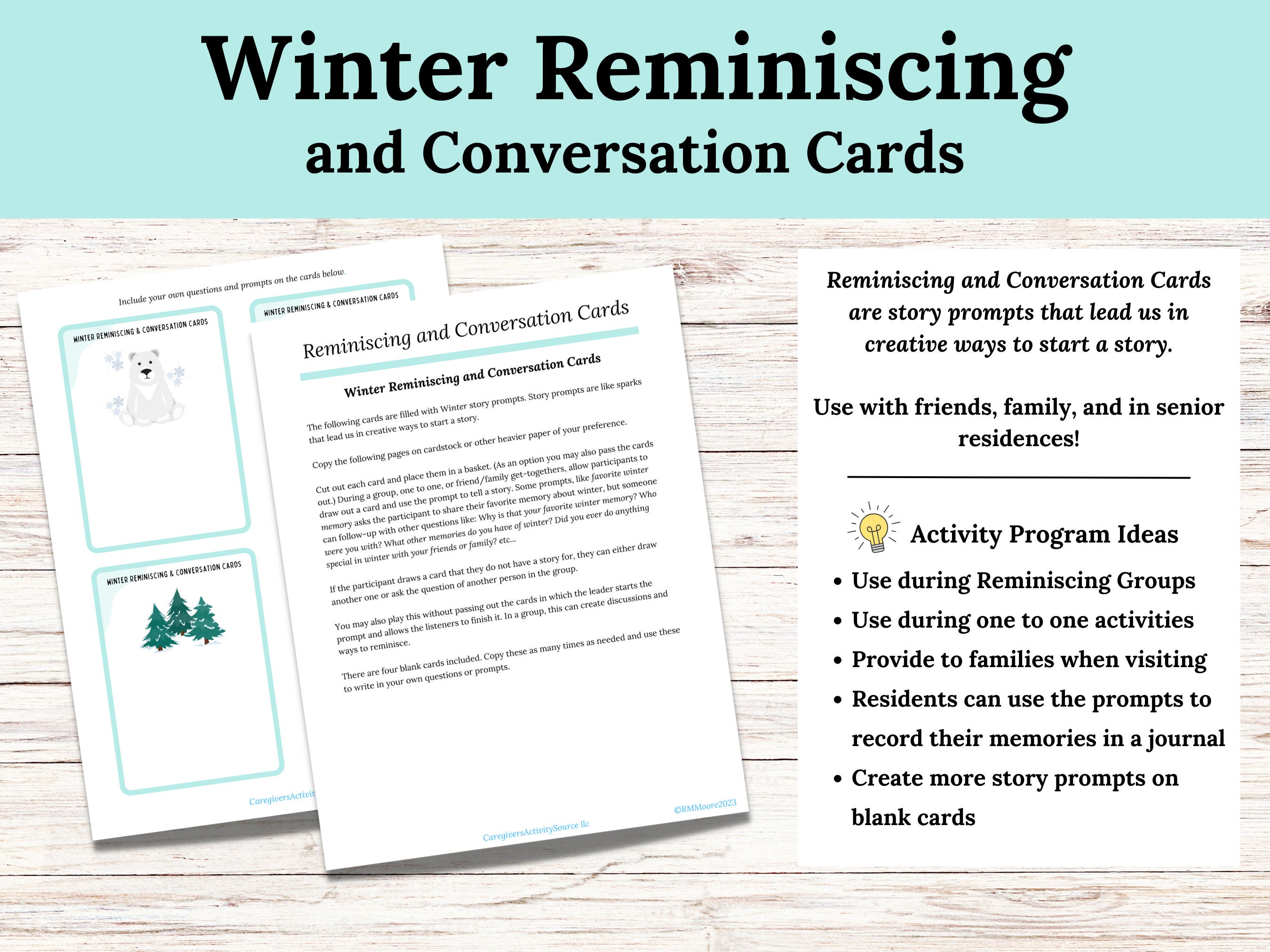 Winter Reminiscing and Conversation Cards Printable Game for Senior and ...