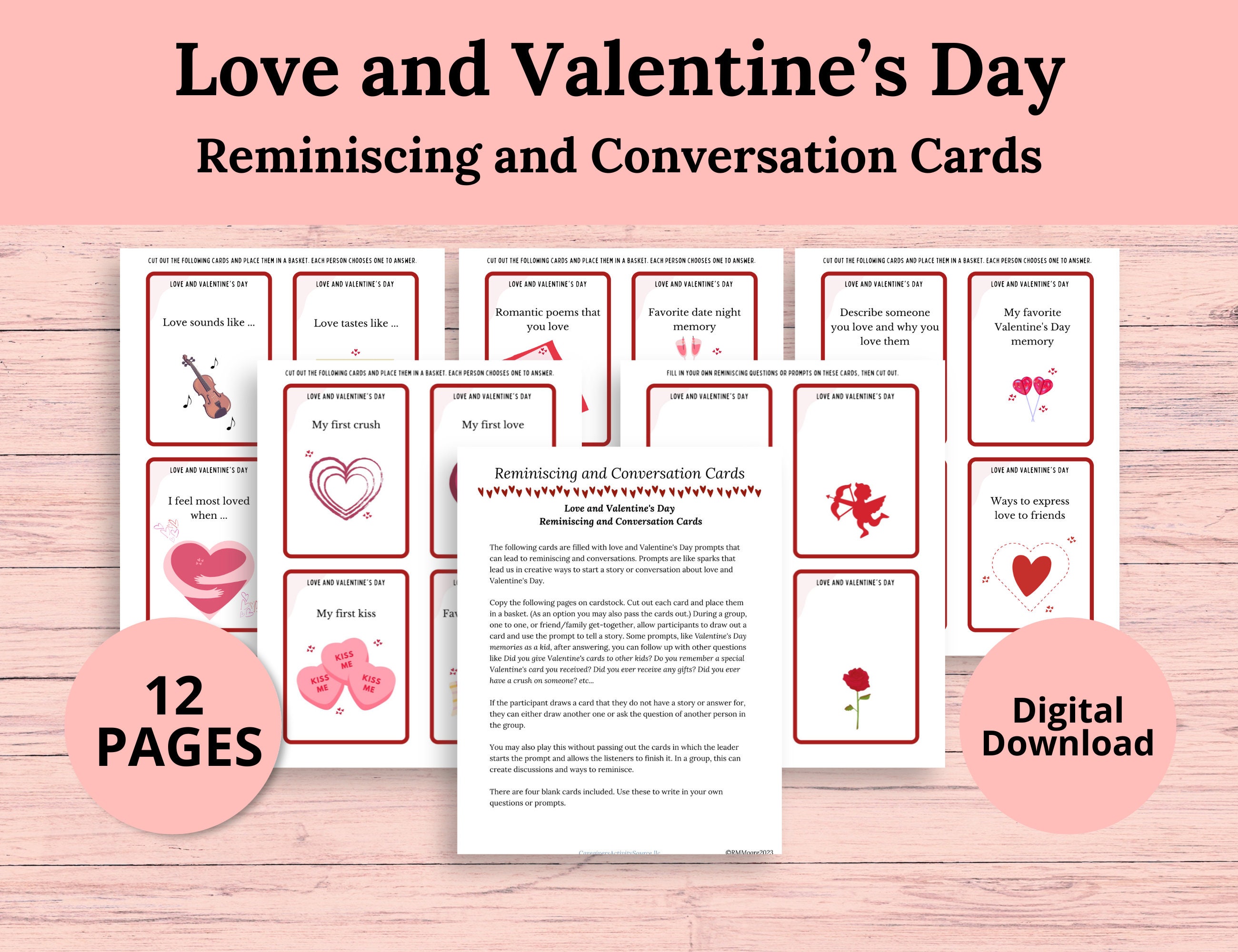 Love and Valentine's Day Reminiscing and Conversation Cards Printable ...