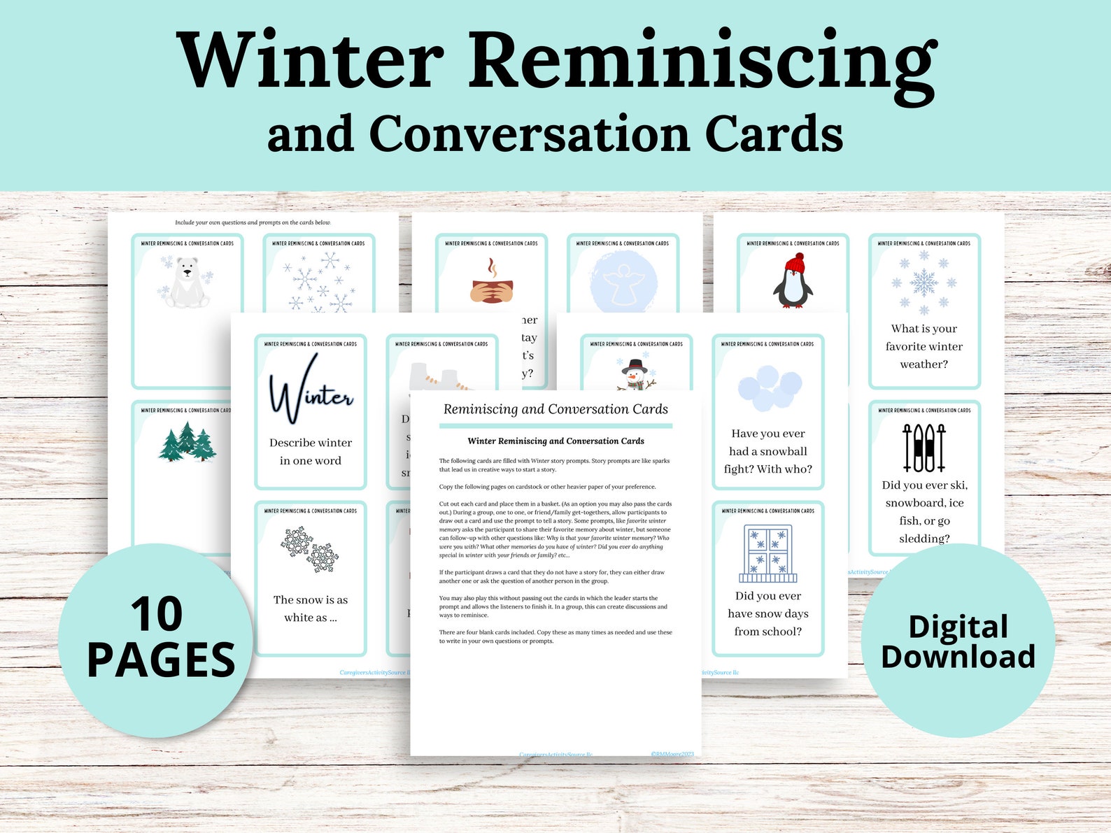Winter Reminiscing and Conversation Cards Printable for Reminiscing and ...
