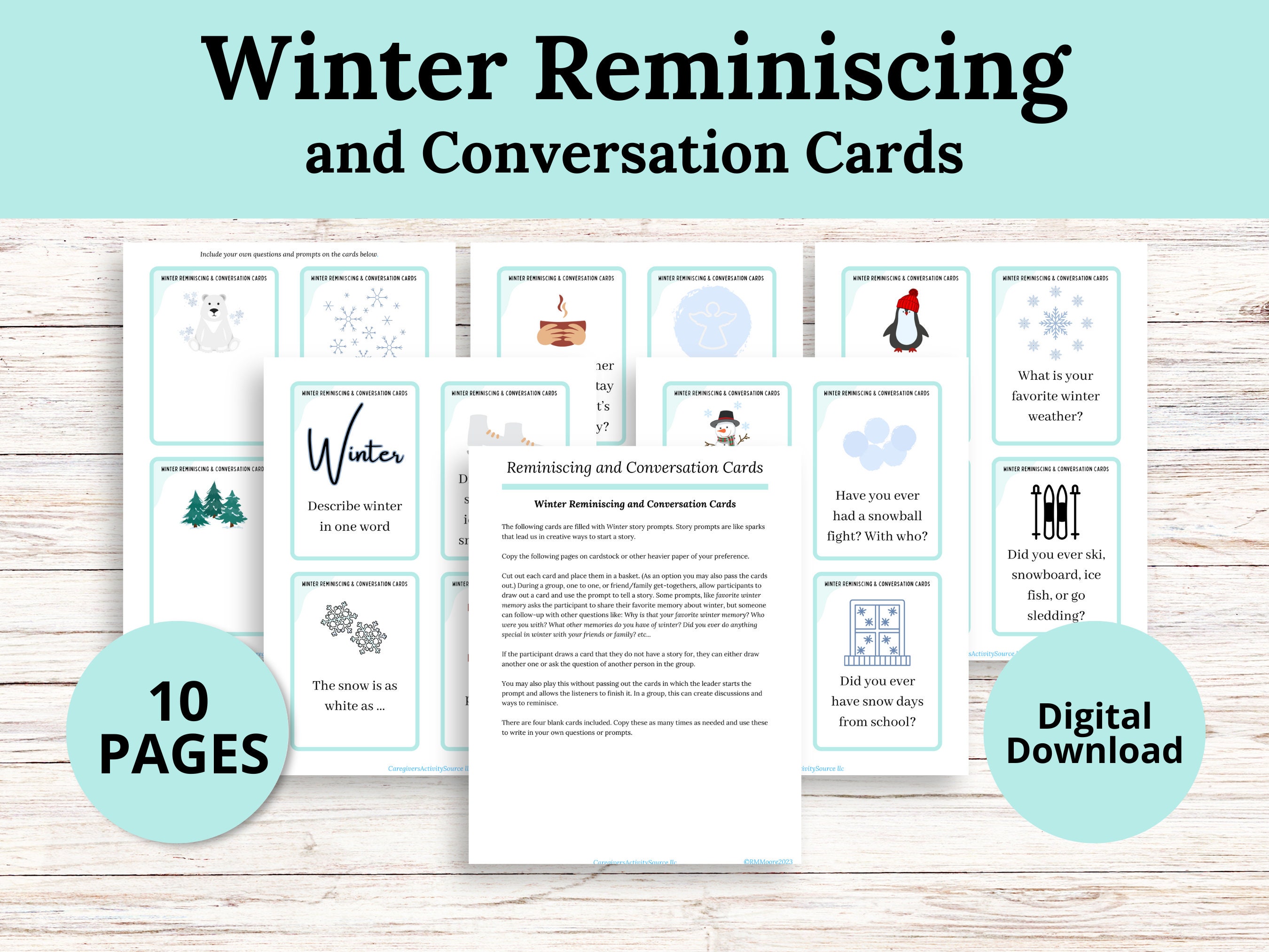 Winter Reminiscing and Conversation Cards Printable Game for Senior and ...