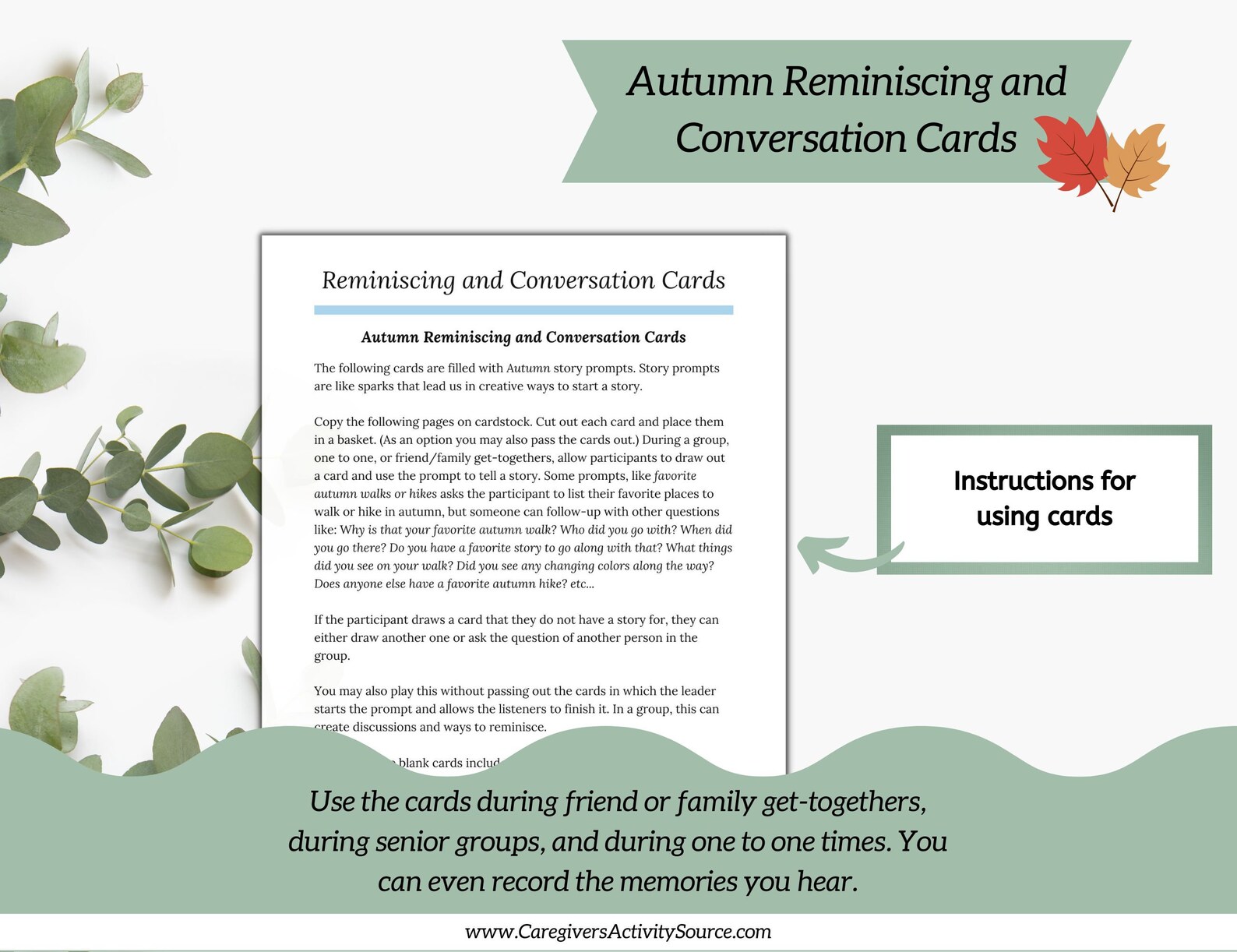 Autumn Reminiscing and Conversation Cards Printable - Etsy